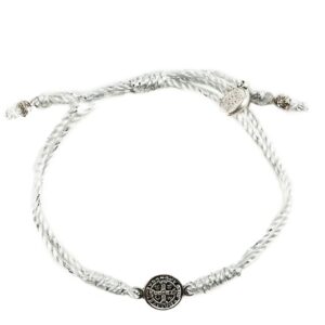 My Saint My Hero Inspirational Breathe Bracelet Adjustable (Silver Tone on Metallic Silver)