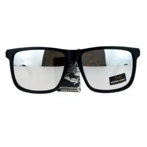 Locs Mirror Lens Gangster Oversized Rectangular horned Sunglasses Silver