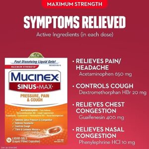 Mucinex Sinus-Max Max Strength Pressure, Pain & Cough Liquid Gels 16 ea