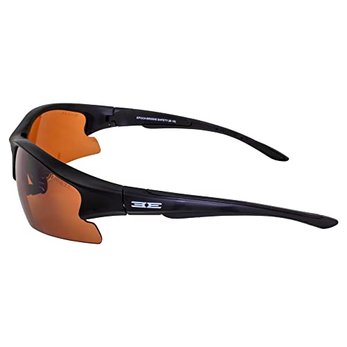 Epoch Eyewear Brodie Sport Golf Safety Sunglasses for Men or Women Black Frame w/Amber Lens