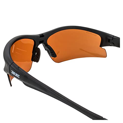 Epoch Eyewear Brodie Sport Golf Safety Sunglasses for Men or Women Black Frame w/Amber Lens