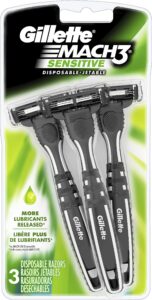 gillette mach3 sensitive men’s disposable razors, 3 count