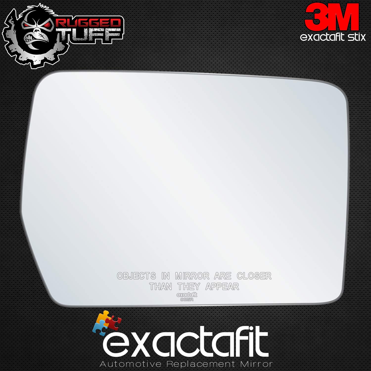 exactafit 8615R Passenger Side Mirror Glass Replacement Repair Compatible With 2004 2005 2006 2007 2008 2009 2010 Ford F150 F-150 Pickup Truck