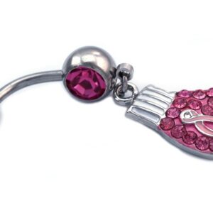 cocojewelry Breast Cancer Awareness Pink Ribbon Boxing Glove Heart Navel Belly Ring (Pink Glove)