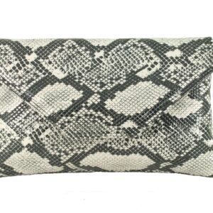 LONI Womens Stylish Large Envelope Faux Snakeskin Clutch Bag/Shoulder Bag in Black/Off-White