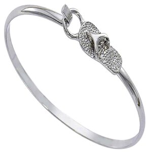 Cape Cod Jewelry-CCJ Flip Flop Bracelet Latch Cuff - Silver-Tone 8.0