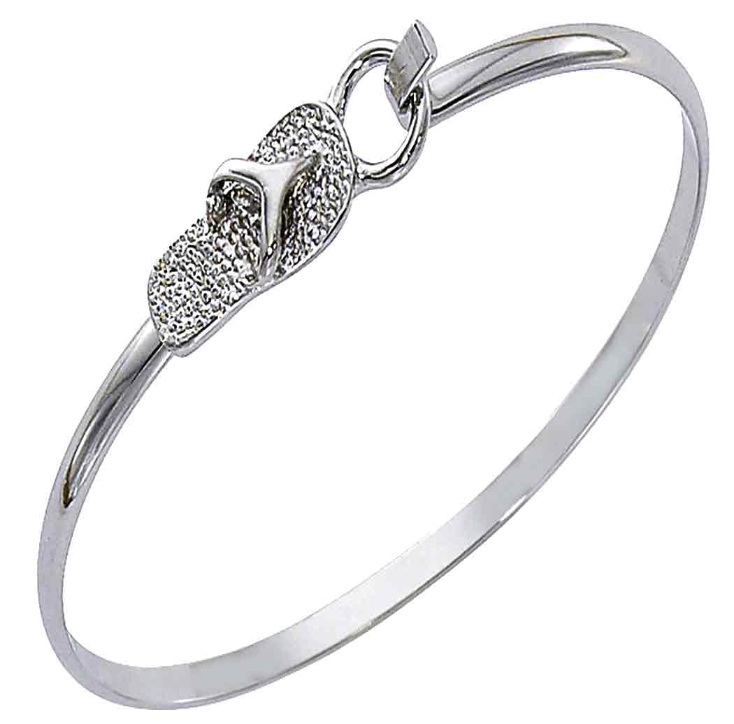 Cape Cod Jewelry-CCJ Flip Flop Bracelet Latch Cuff - Silver-Tone 8.0