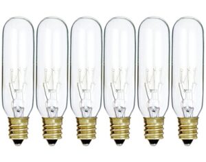 kor (pack of 6) 15t6/cl - 15 watt t6 clear tubular - 120v - candelabra (e12) base - incandescent light bulb