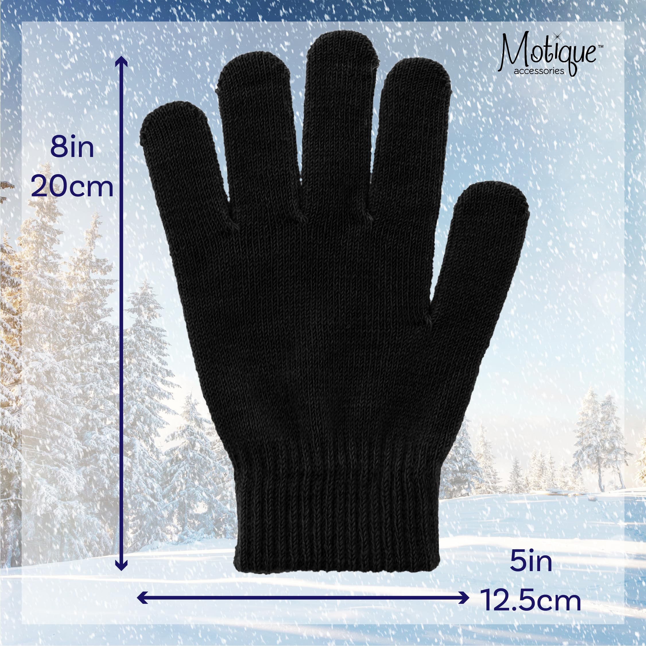 Motique Accessories Ladies Gloves Magic Knit Gloves for Women Solid Colors - Black