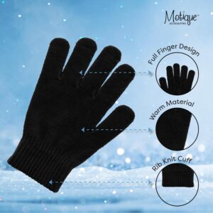 Motique Accessories Ladies Gloves Magic Knit Gloves for Women Solid Colors - Black