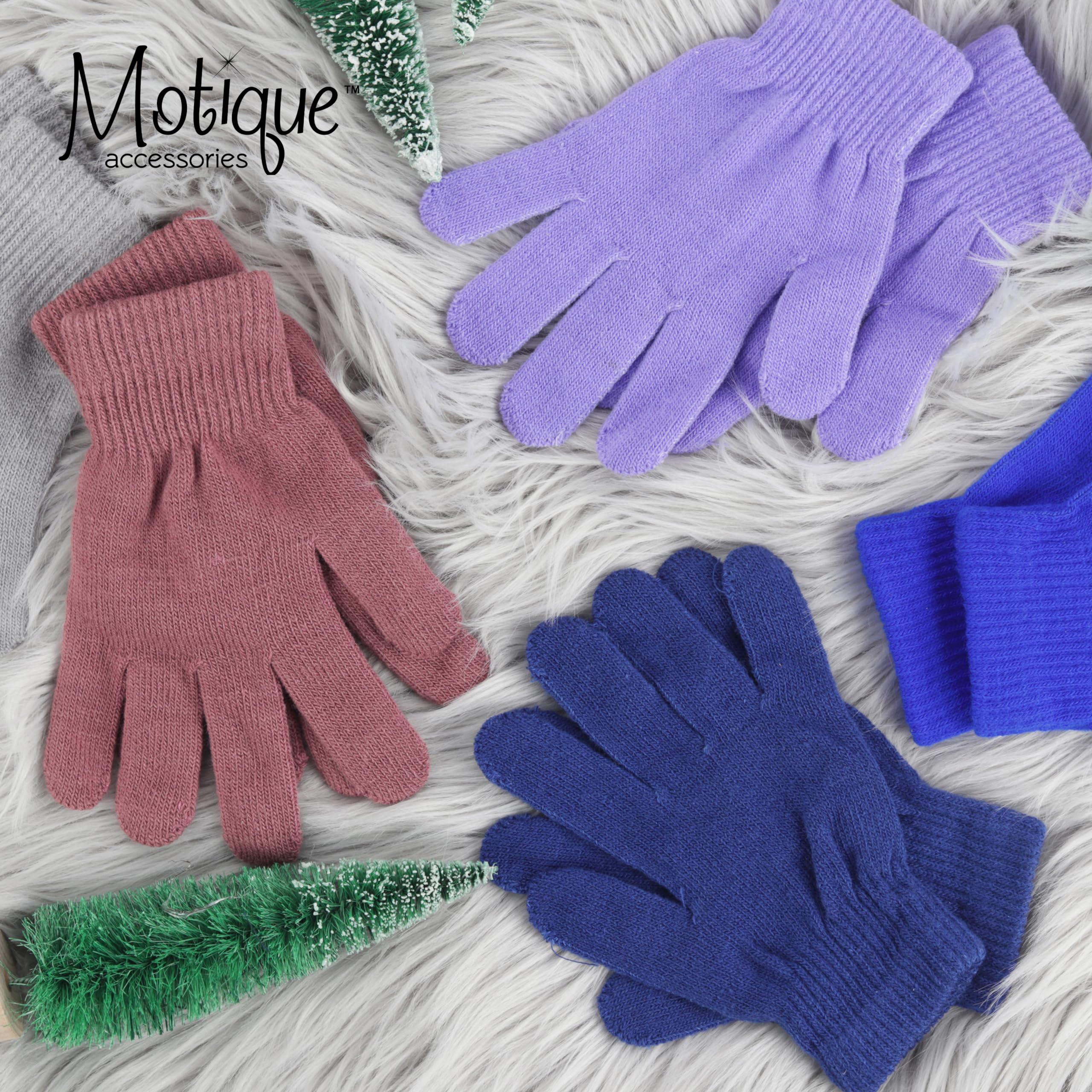 Motique Accessories Ladies Gloves Magic Knit Gloves for Women Solid Colors - Black