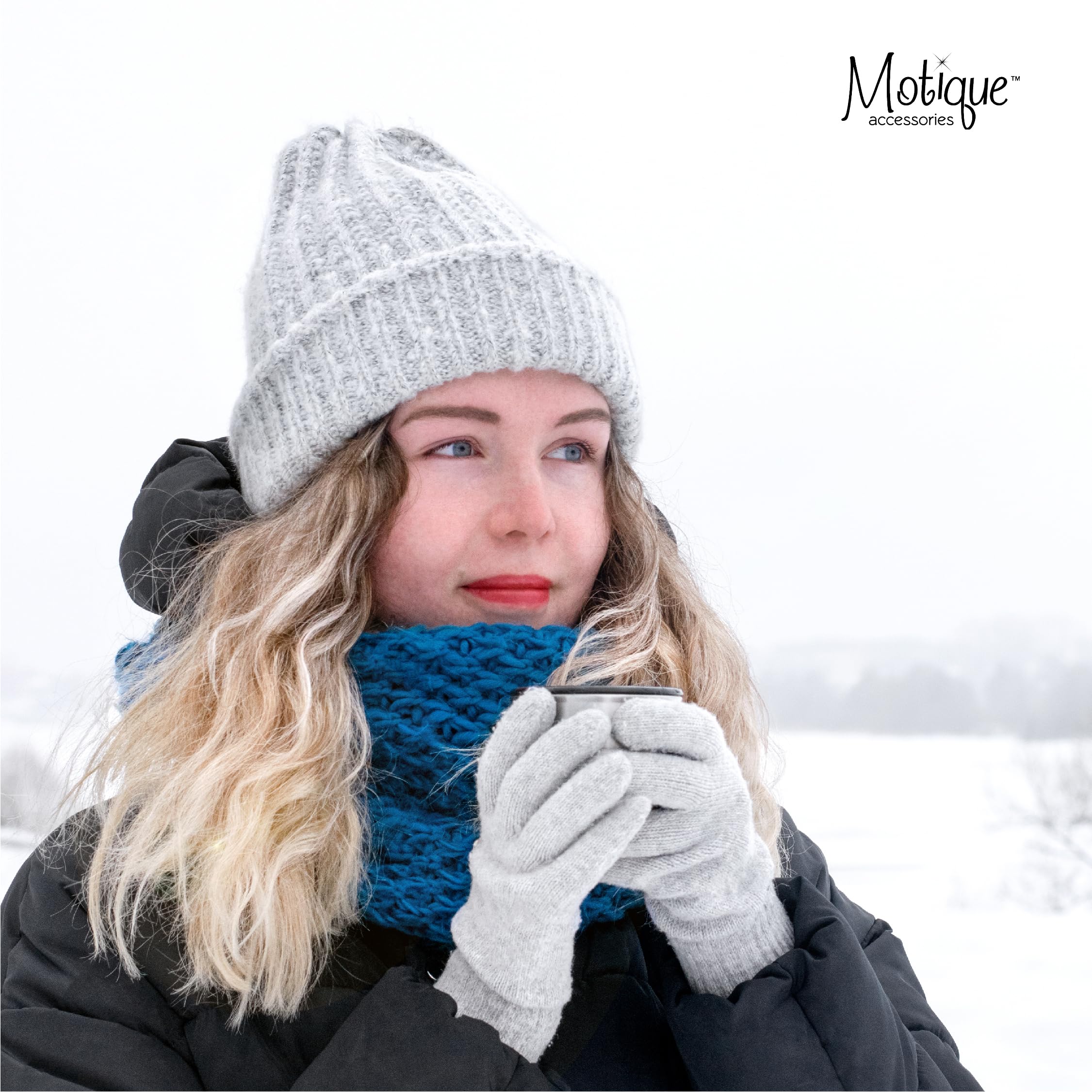 Motique Accessories Ladies Gloves Magic Knit Gloves for Women Solid Colors - Black