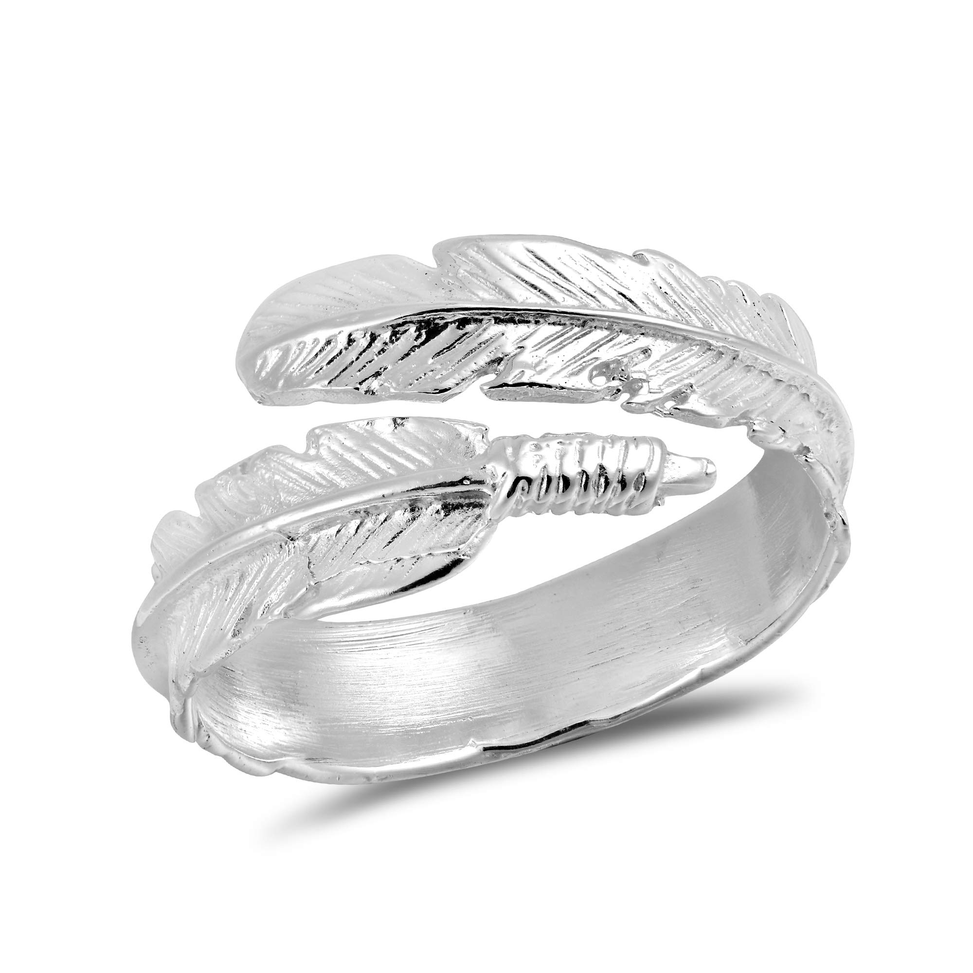 AeraVida Spiritual Embrace Feather Wrap .925 Sterling Silver Ring | Adorable e Wedding Rings For Women | Trendy Comfort Fit Silver Rings for Women | Promise Ring | Sterling Silver Rings Sizes (8)