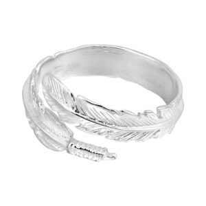 AeraVida Spiritual Embrace Feather Wrap .925 Sterling Silver Ring | Adorable e Wedding Rings For Women | Trendy Comfort Fit Silver Rings for Women | Promise Ring | Sterling Silver Rings Sizes (8)