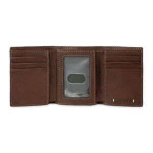 Levi's Men's Trifold Wallet-Sleek and Slim Includes Id Window and Credit Card Holder, Brown Stitch, One Size