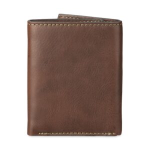 Levi's Men's Trifold Wallet-Sleek and Slim Includes Id Window and Credit Card Holder, Brown Stitch, One Size