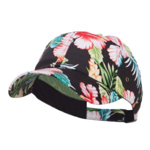 low profile cotton floral cap - black osfm