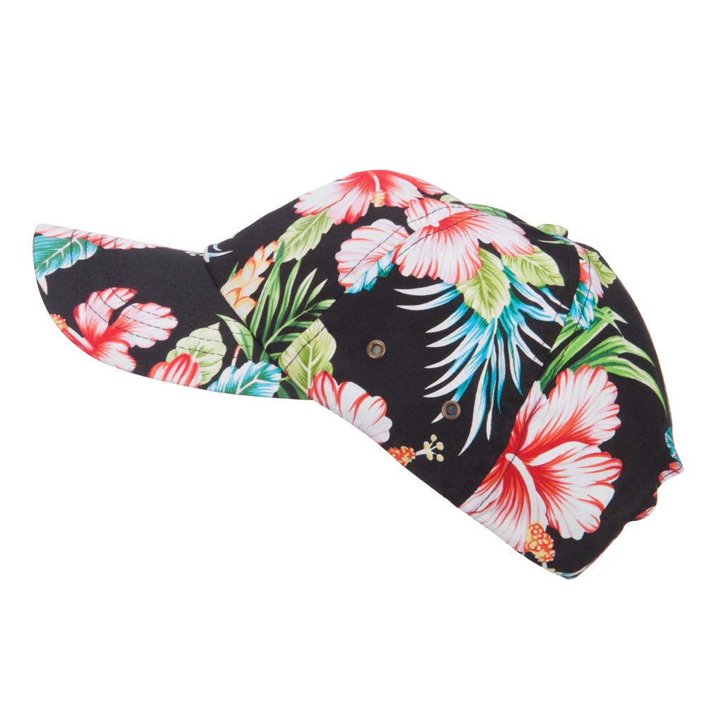 Low Profile Cotton Floral Cap - Black OSFM