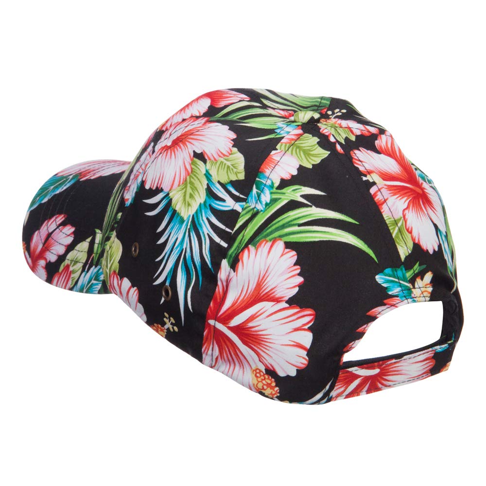 Low Profile Cotton Floral Cap - Black OSFM