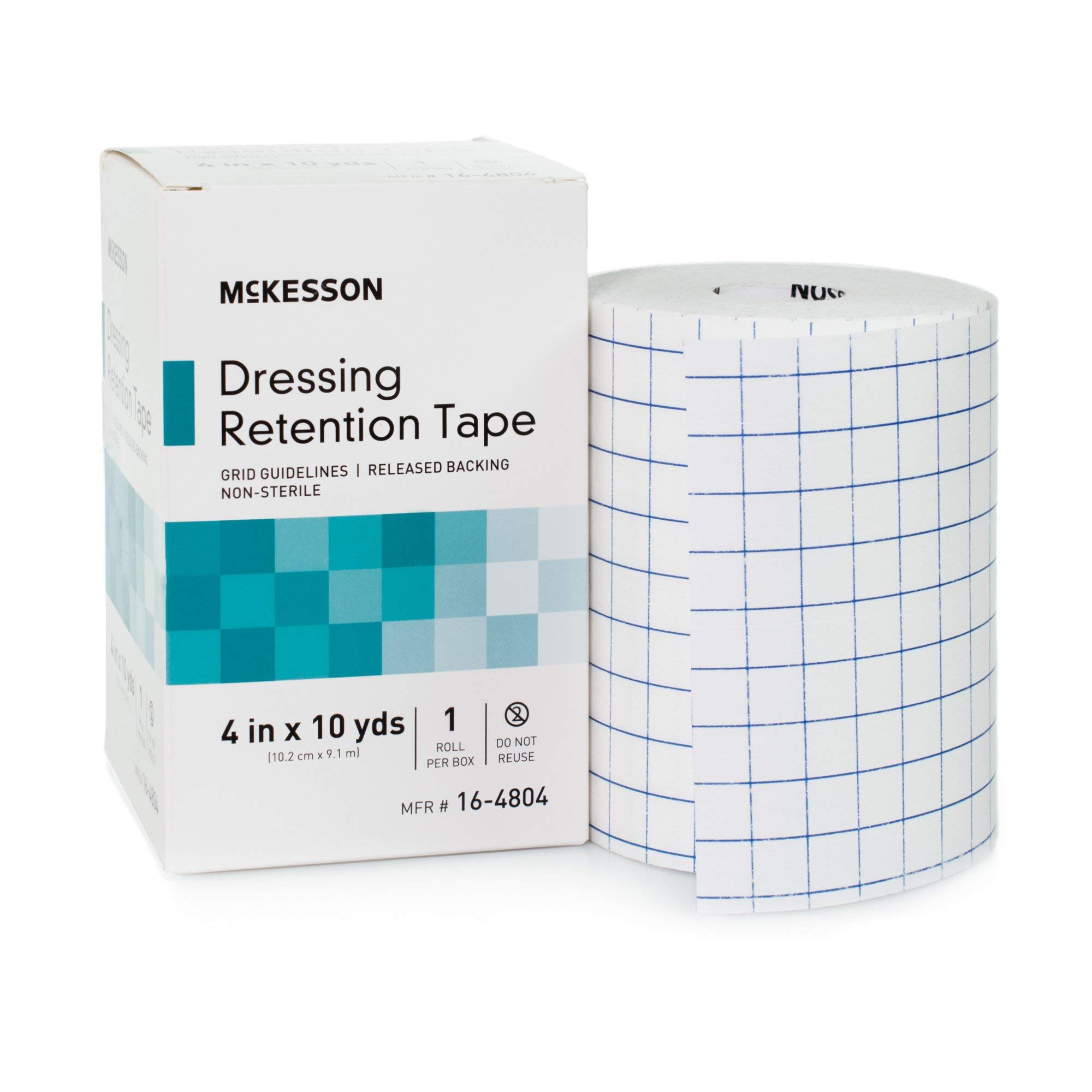 McKesson Dressing Retention Tape, Non-Sterile, Grid Guidelines, 4 in x 10 yd, 1 Roll