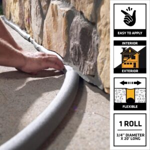 Sika - Polyethylene foam - Closed cell backer rod (gray) - to fill joints and cracks before applying sealant - water-resistant, flexible - 3/4" Diameter x 20' ft. Long