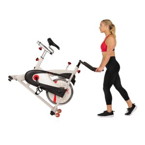 Sunny Health & Fitness Indoor Cycling Exercise Bike with SPD pedals - SF-B1509, White, 47 L x 20 W x 47 5 H