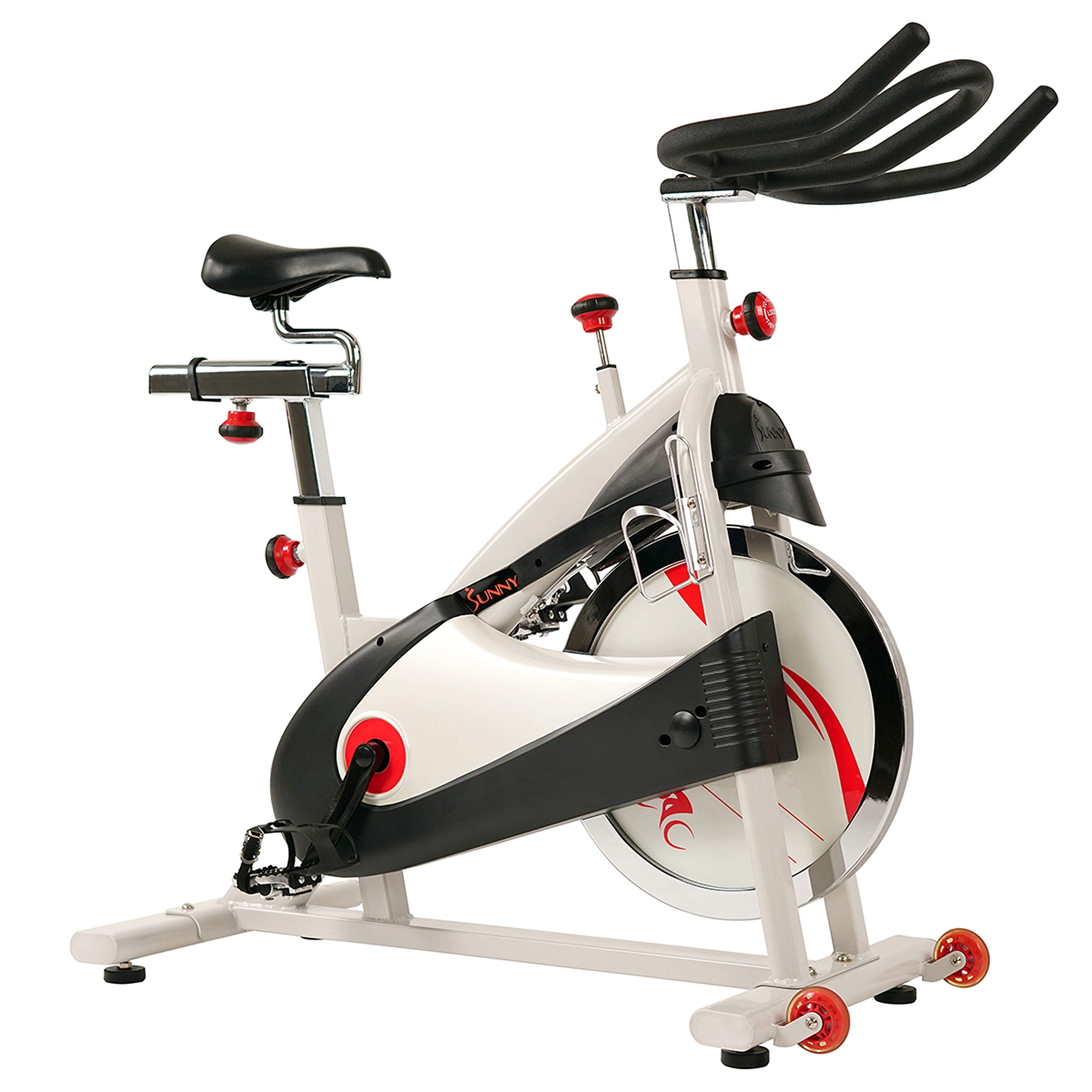 Sunny Health & Fitness Indoor Cycling Exercise Bike with SPD pedals - SF-B1509, White, 47 L x 20 W x 47 5 H