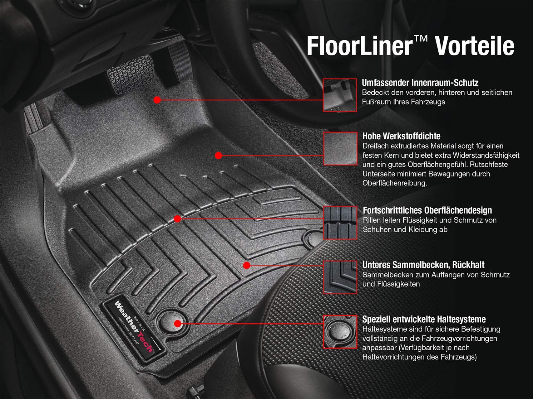 WeatherTech Custom Fit FloorLiners for Mercedes AMG CLA 45, CLA 45 AMG, GLA 45 AMG, CLA-Class, GLA-Class, AMG GLA 45-1st & 2nd Row (44515-1-2), Black