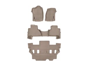 weathertech custom fit floorliners for cadillac escalade - full set (456071-456952-456077), tan