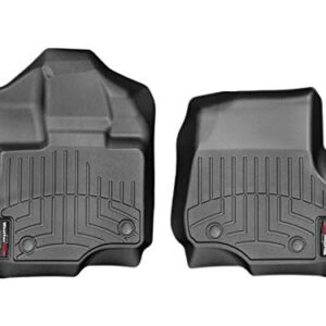 WeatherTech Custom Fit FloorLiners for Ford F-150 (Crew Cab, Bucket seats) F150 Lightning, Raptor w/o Fold Flat Storage - 1st & 2nd Row (44697-1-2), Black