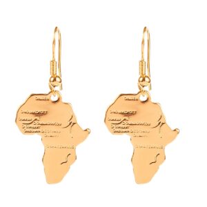 24k gold plated brass africa map dangle earring