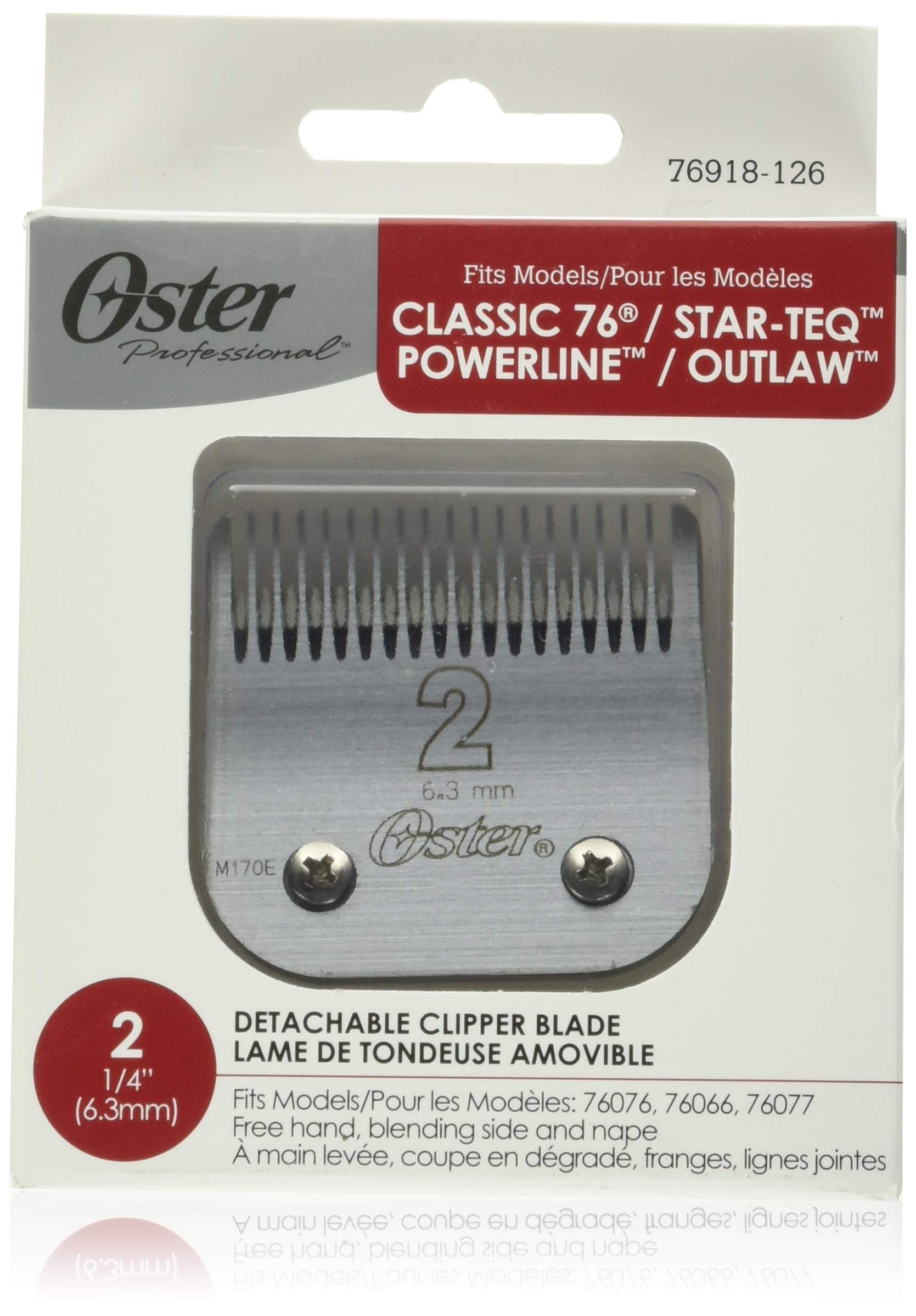 Oster Professional 76918-126 Replacement Blade, Classic 76/Star-Teq/Power-Teq Clippers, Size #2, 1/4" (6.3 mm)