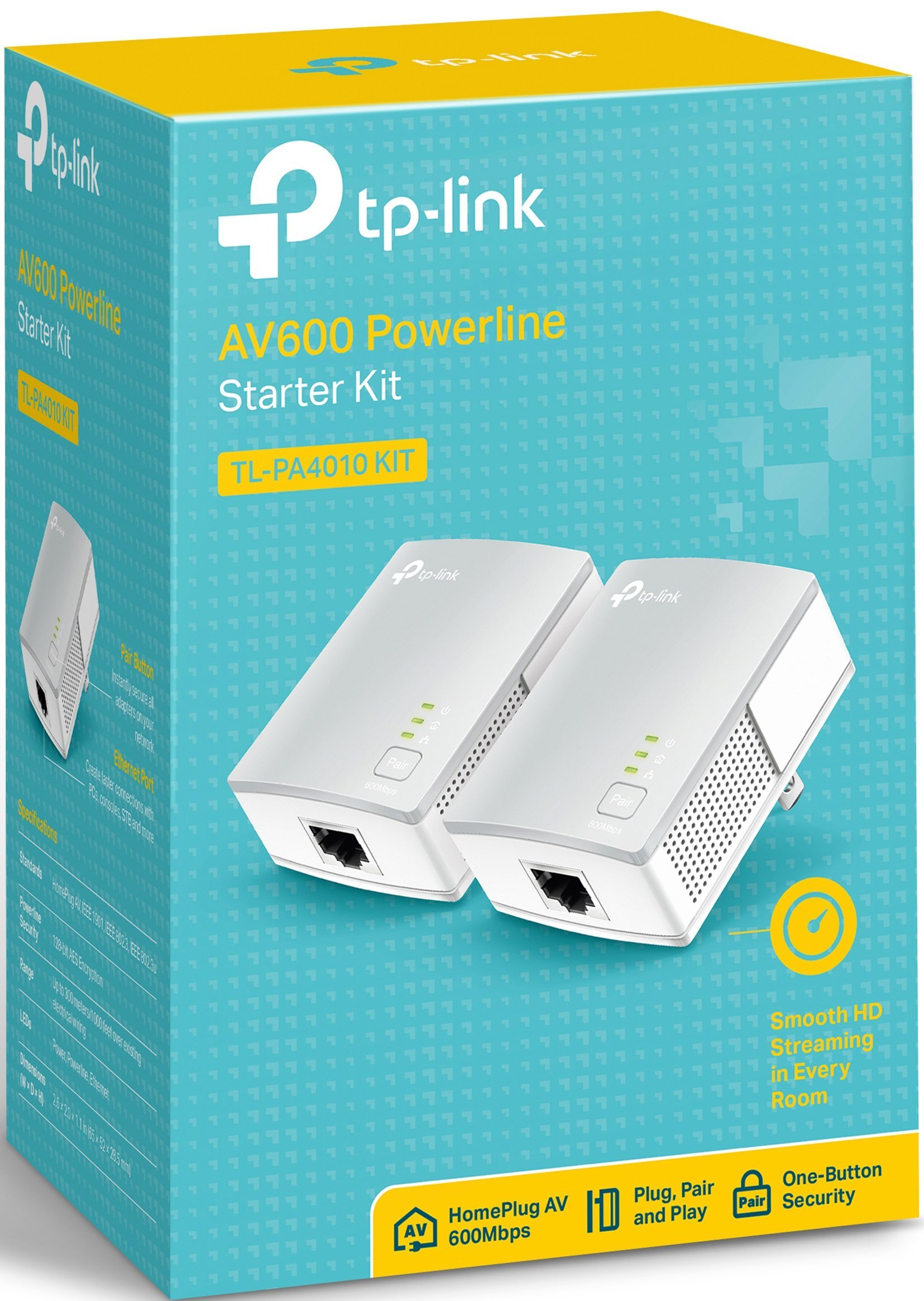 TP-LINK TL-PA4010KIT AV600 Nano Powerline Adapter Starter Kit, up to 500Mbps(Renewed)