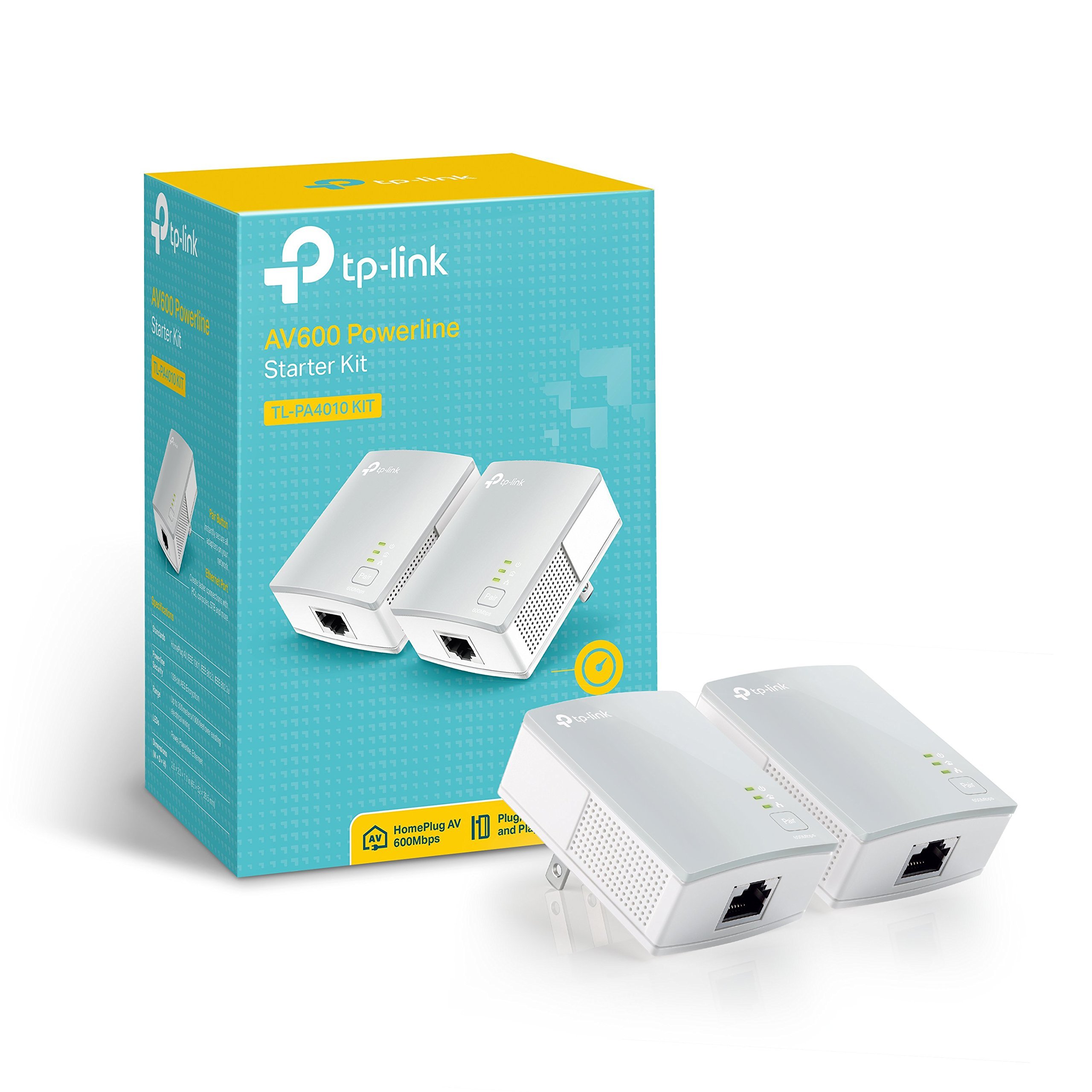 TP-LINK TL-PA4010KIT AV600 Nano Powerline Adapter Starter Kit, up to 500Mbps(Renewed)