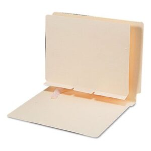 smead 68021 manila self-adhesive folder dividers w/prepunched slits 2-sect letter 100/box