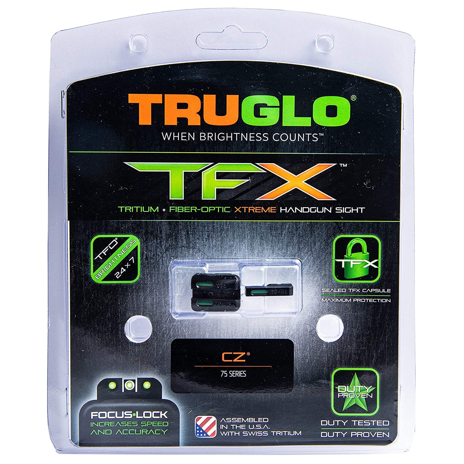 TruGlo TFK Fiber Optic and Tritium Handgun Pistol Laser Sight Accessories with Front Focus Lock, Fortress Finish Protection for CZ 75