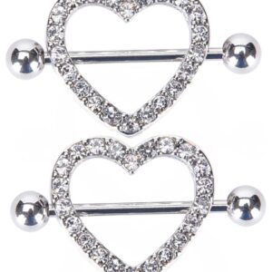 IrbingNii Stainless Steel Heart Nipple Rings Nipple Piercings for Women Girls Body Piercing Jewelry 14G