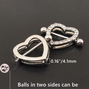 IrbingNii Stainless Steel Heart Nipple Rings Nipple Piercings for Women Girls Body Piercing Jewelry 14G