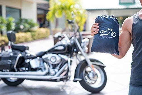 XYZCTEM All Season Black Waterproof Sun Motorcycle Cover,Fits up to 108" Motors (XX Large & Lockholes)