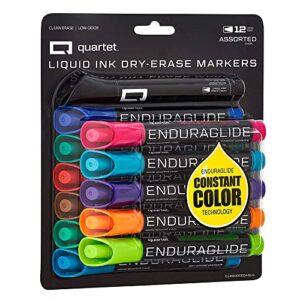 quartet 500120m enduraglide dry erase marker, chisel tip, assorted colors, 12/set