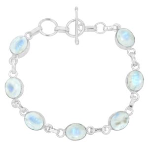 sterling silver jewelry 21.15 cts moonstone bracelet for women white stone june birthstone handmade bracelet mother's day gifts for mom wife