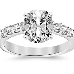 Houston Diamond District 2 Carat GIA Certified Cushion-Cut Classic Prong Set Diamond Engagement Ring with a 1 Ct G-H VS1-VS2 Center - Size 6.5