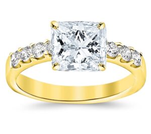 2 carat gia certified princess cut classic prong set diamond engagement ring (i-j color vs1-vs2 clarity)