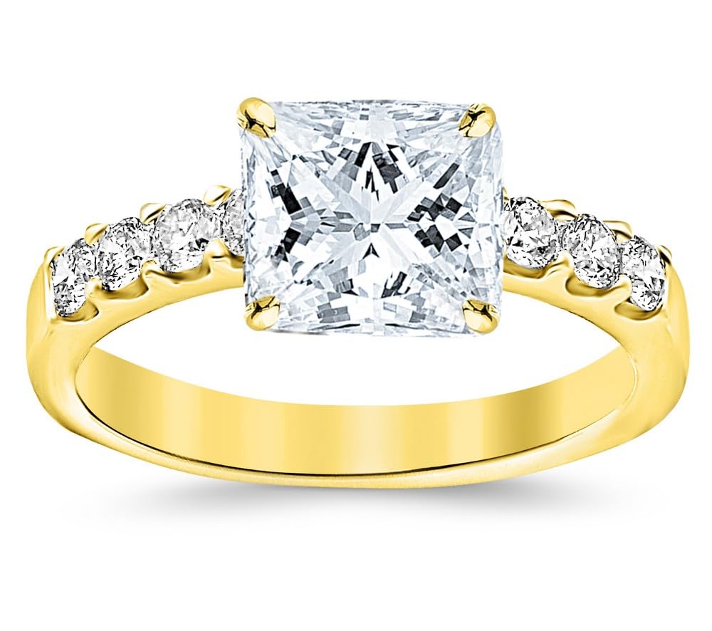 2 Carat GIA Certified Princess Cut Classic Prong Set Diamond Engagement Ring (I-J Color VS1-VS2 Clarity)