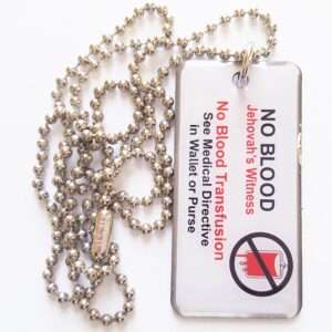 Atomic Market Jehovah's Witness No Blood Transfusion Epoxy Coated Necklace w/Chain