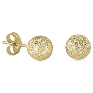 14k yellow gold 6mm laser cut ball stud earrings