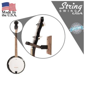 String Swing CC01B-BW Banjo Hanger Wooden Wall Holder Black Walnut Hardwood