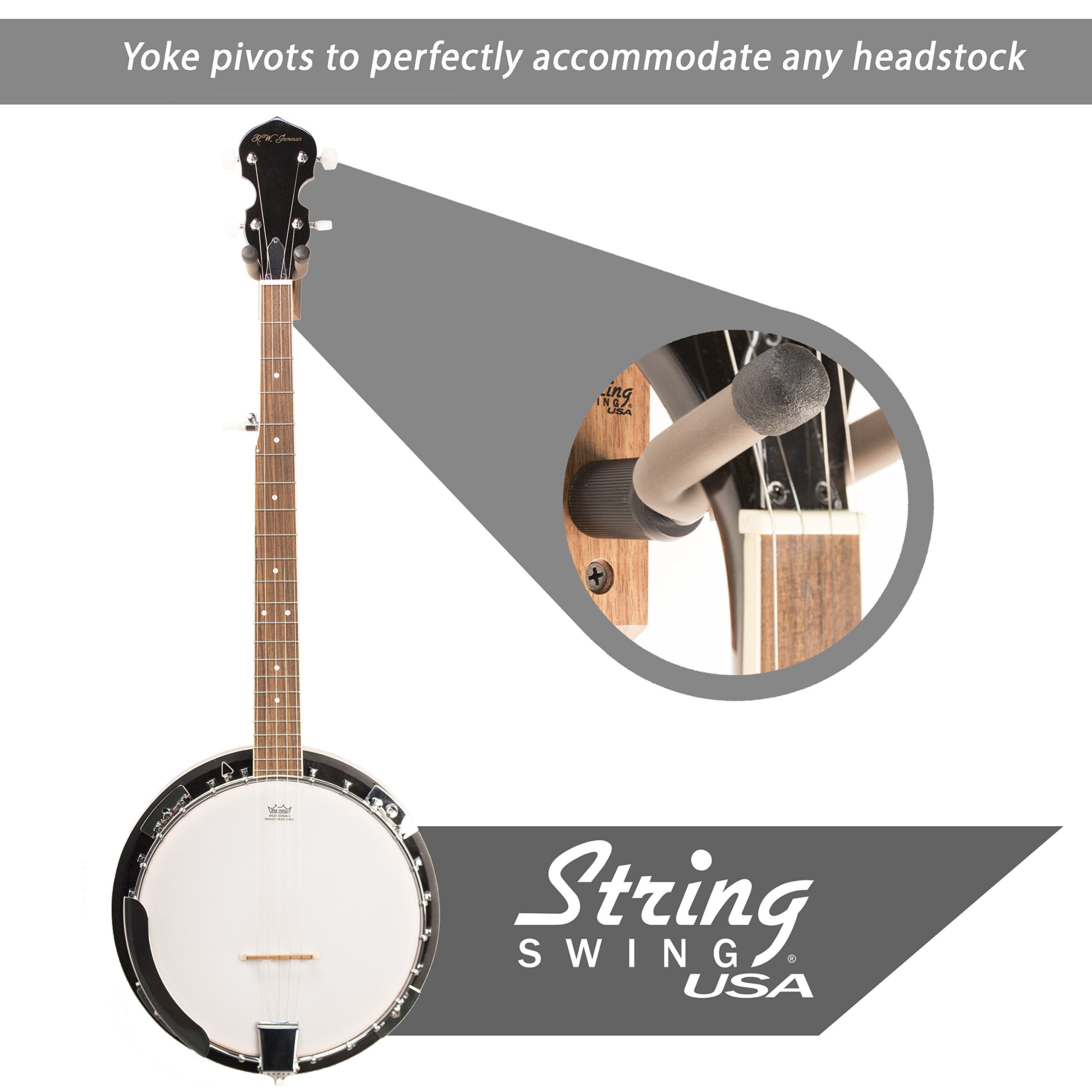 String Swing CC01B-BW Banjo Hanger Wooden Wall Holder Black Walnut Hardwood