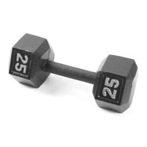 cap barbell cast iron hex dumbbell, black, single, 25 lb