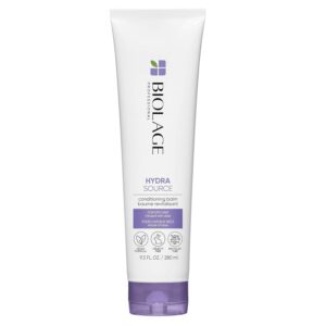 biolage hydra source conditioning balm | hydrates, nourishes & detangles dry damaged hair | moisturizing | sulfate-free | weightless, soft finish | deep conditioning | 9.5 fl. oz